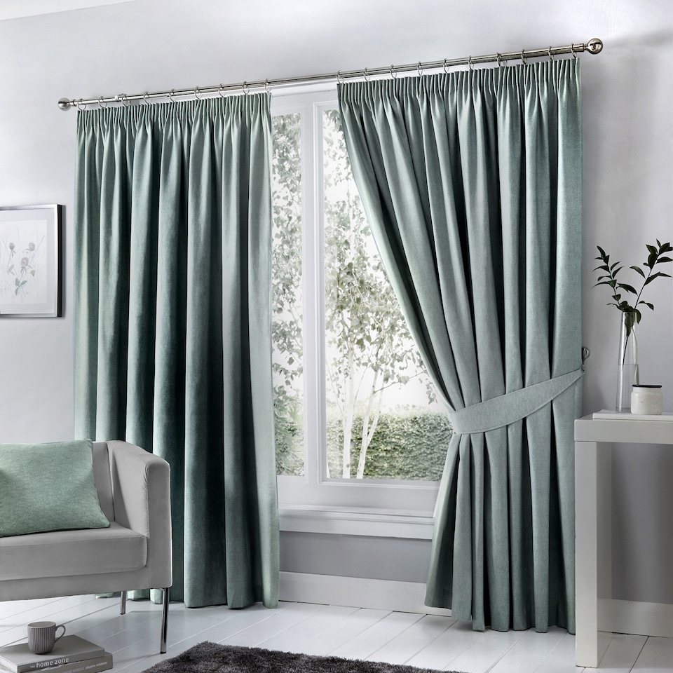 Fusion Dijon Pencil Pleat Curtains Duck Egg - Tesco Groceries