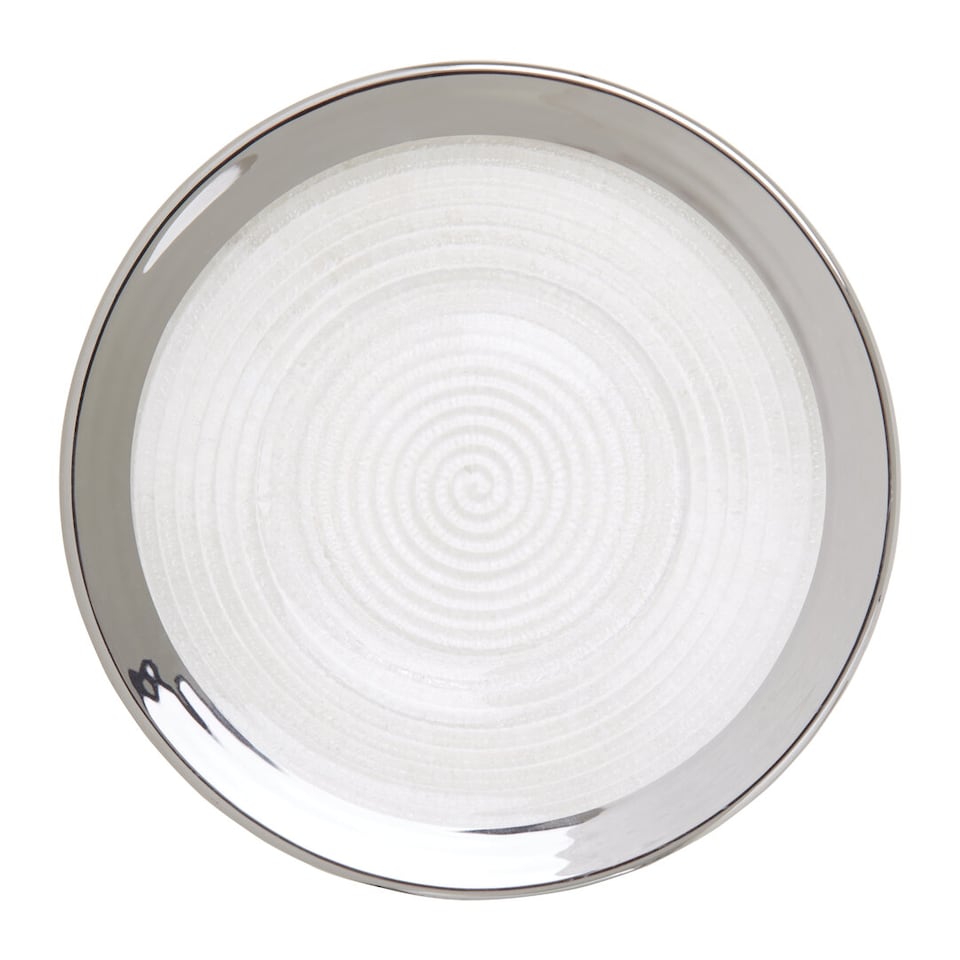 Ida Embossed Glass Side Plate With Silver Rim - Tesco Groceries