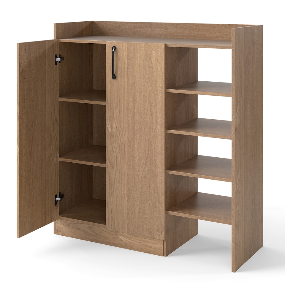 COSTWAY Shoe Cabinet Shoe Storage Organizer w/ 4 Open Shelves-Natural ...