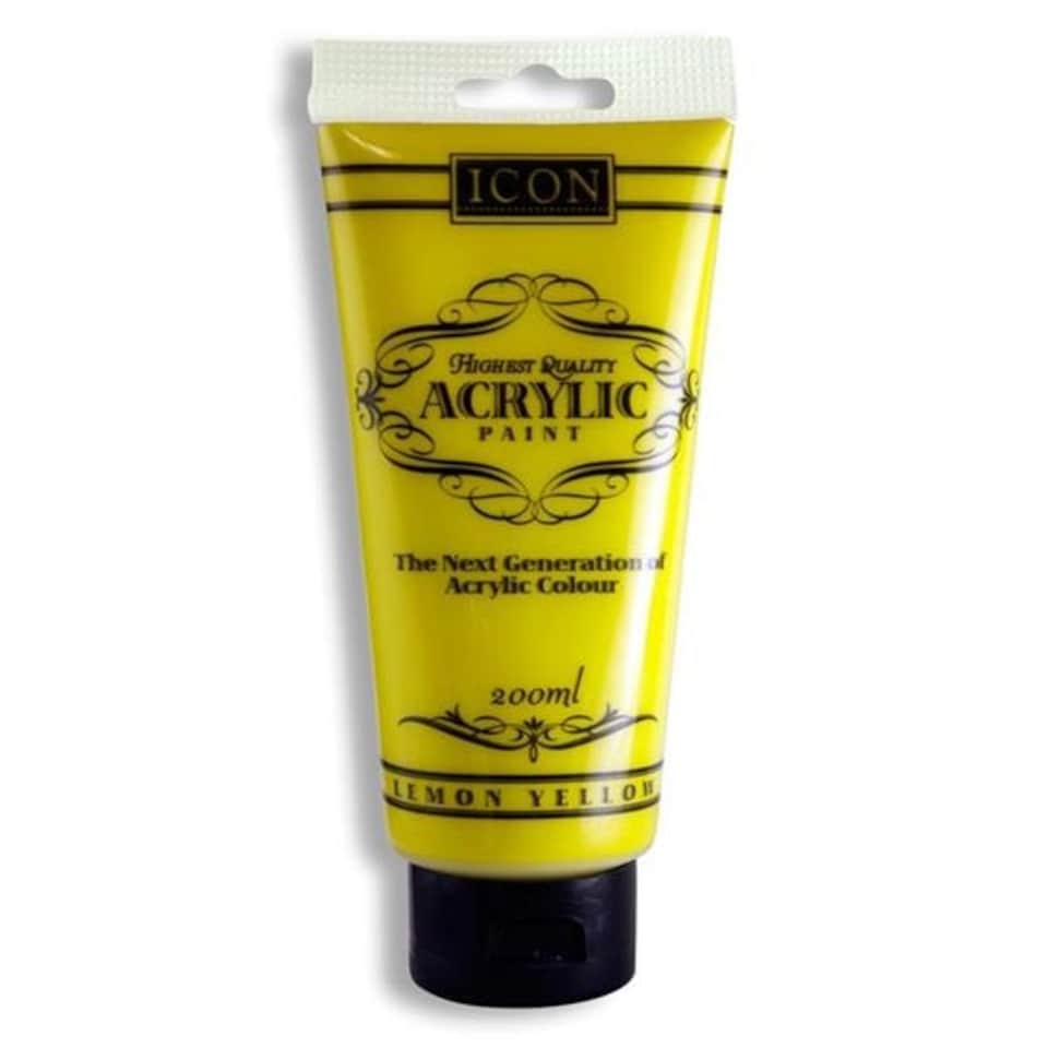 Lemon Yellow Acrylic Paint 200ml by Icon Art - Tesco Groceries