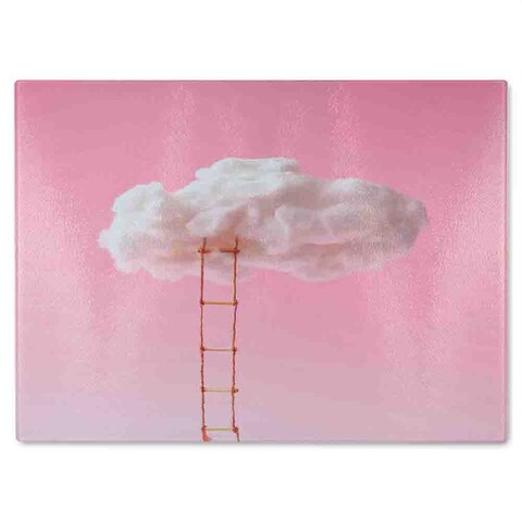 Ladder To the Cotton Clouds Glass Chopping Board | Multi - Tesco Groceries