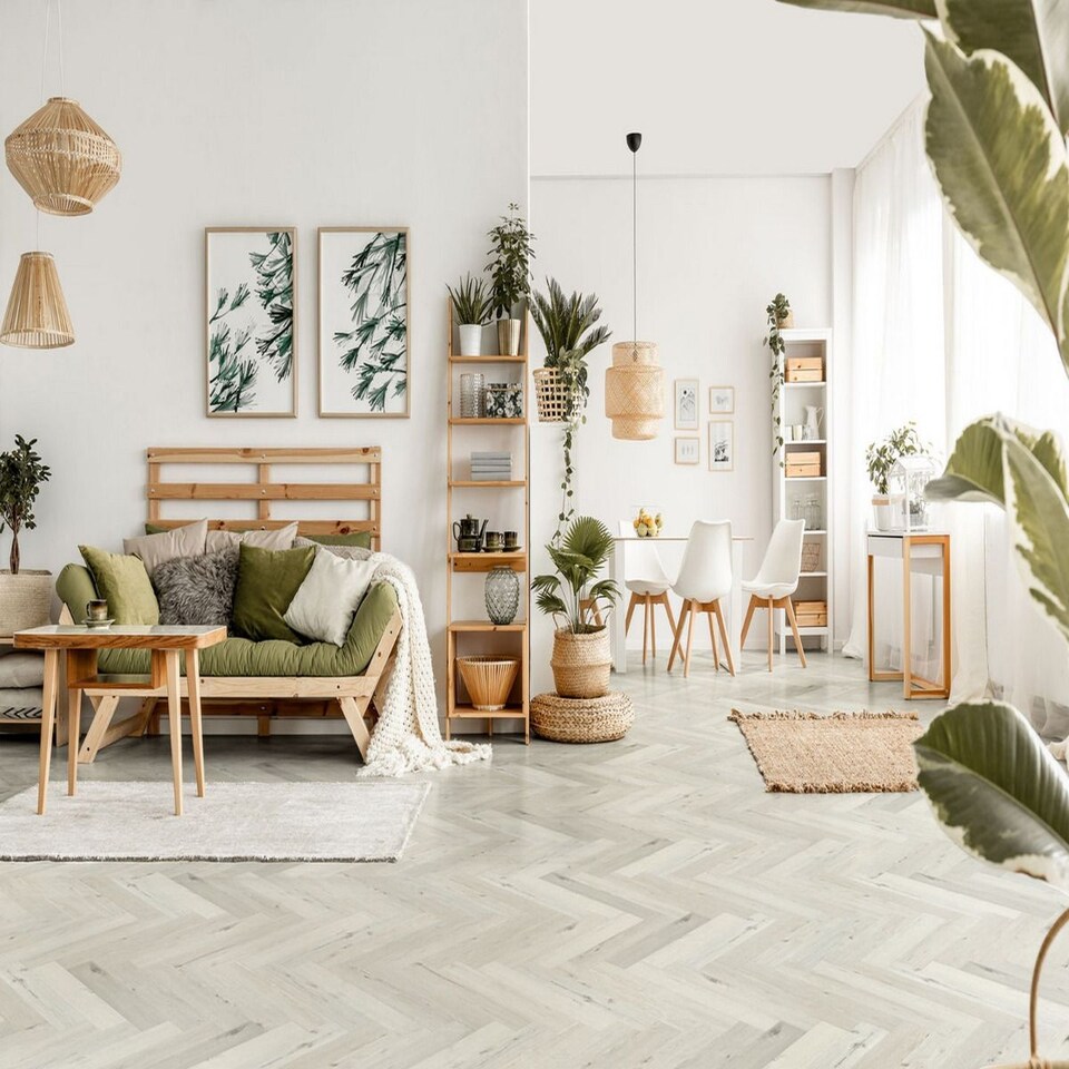 Click LVT Flooring SPC 6.0mm NodSl White Maple Herringbone Wood Effect ...