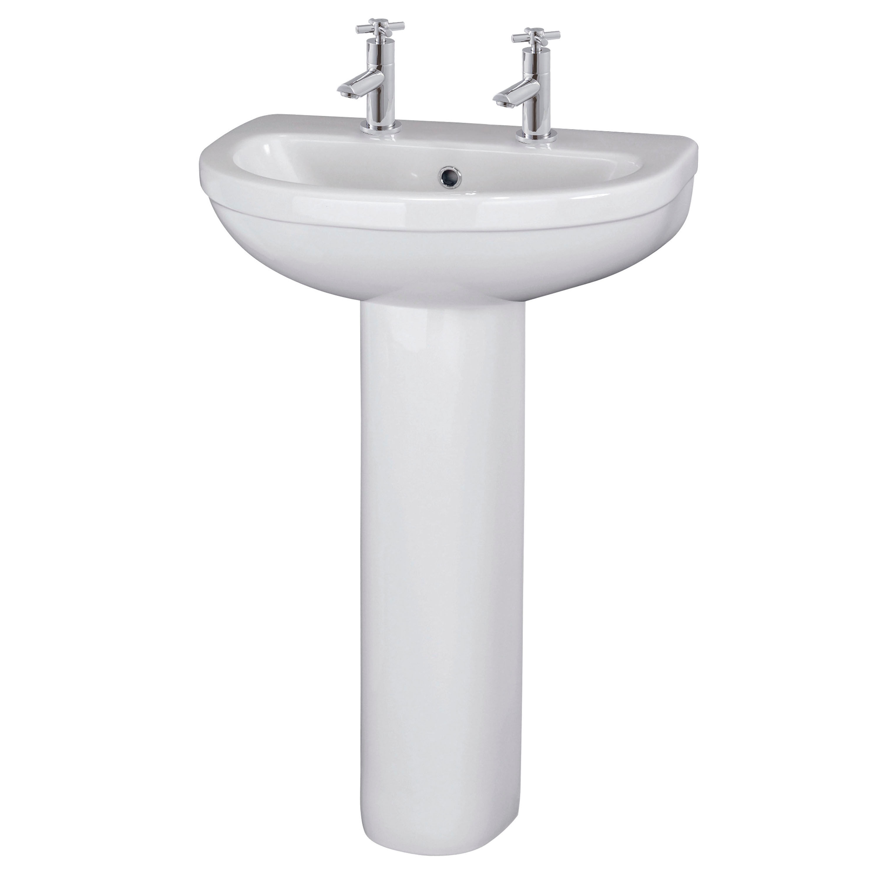 Balterley Round 2 Tap Hole Basin & Full Pedestal | White | White ...