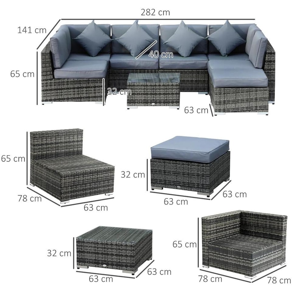 Big Easy Rattan Corner Sofa Set - Grey - Tesco Groceries