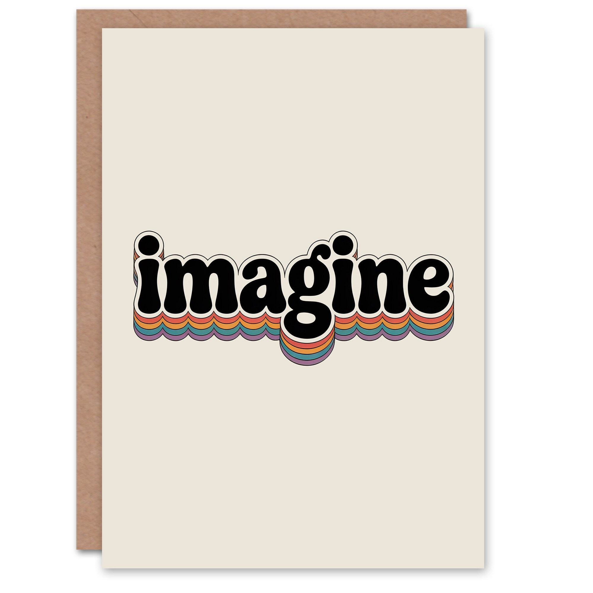 Imagine Colourful Retro Rainbow Font Typography Good Luck Greeting Card ...