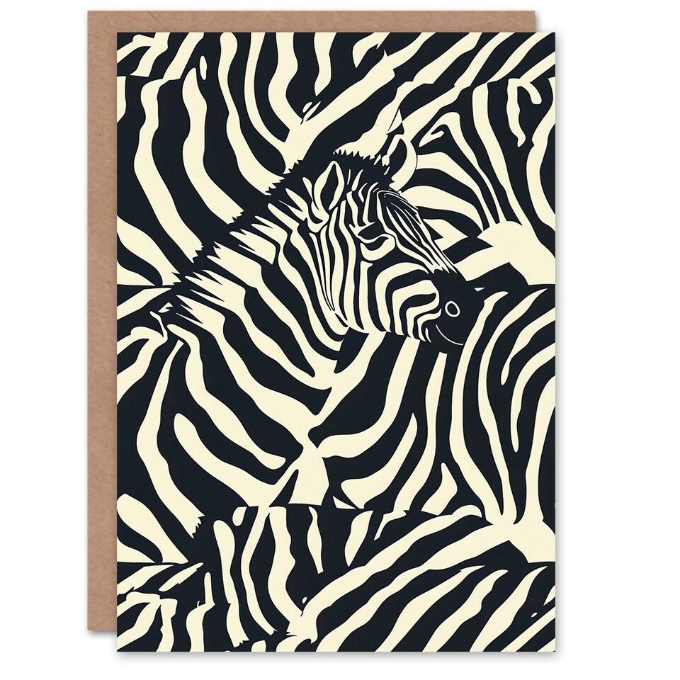 Animal White Zebra Stripe Pattern Bold Arty Birthday Card - Tesco Groceries