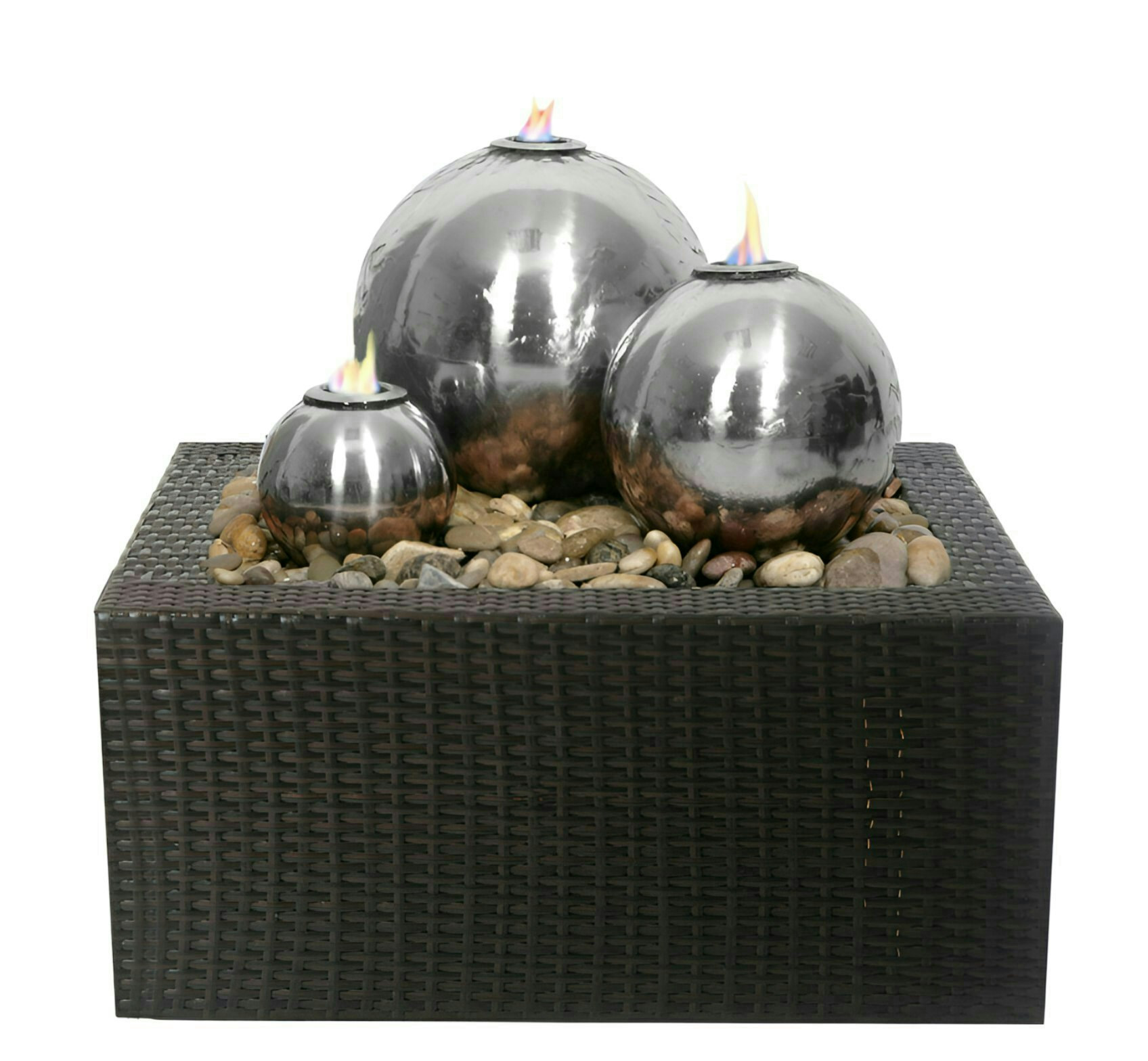 Primrose Magma Triple Sphere Stainless Steel Fire & Water Feature H59cm ...