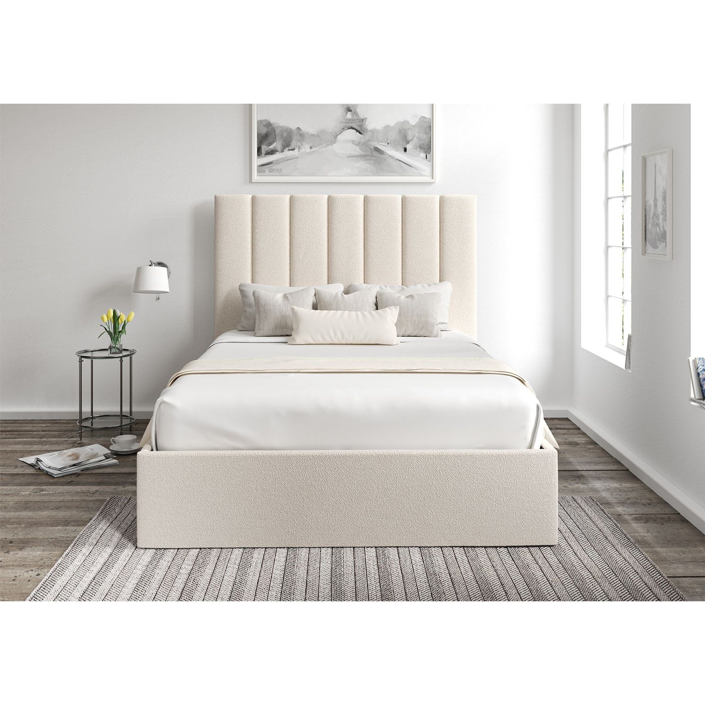 Fabric Double Bedframe in Cream - Tesco Groceries