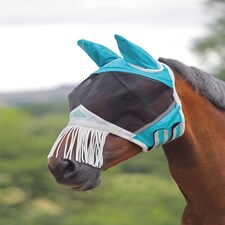 Shires Fine Mesh Fly Mask with Nose Fringe Blue | Spony - Tesco Groceries