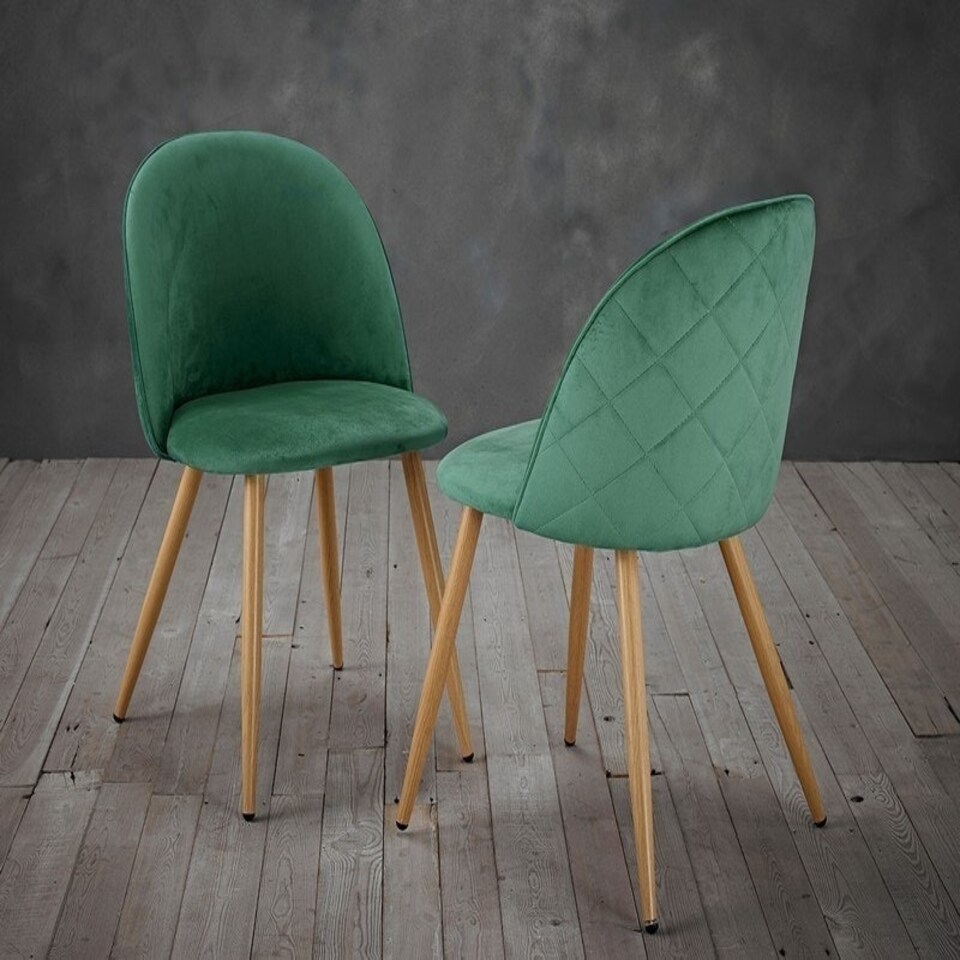 Venice Dining Chair (Pack of2) - Velvet - L55 x W51 x H78 cm - Green ...
