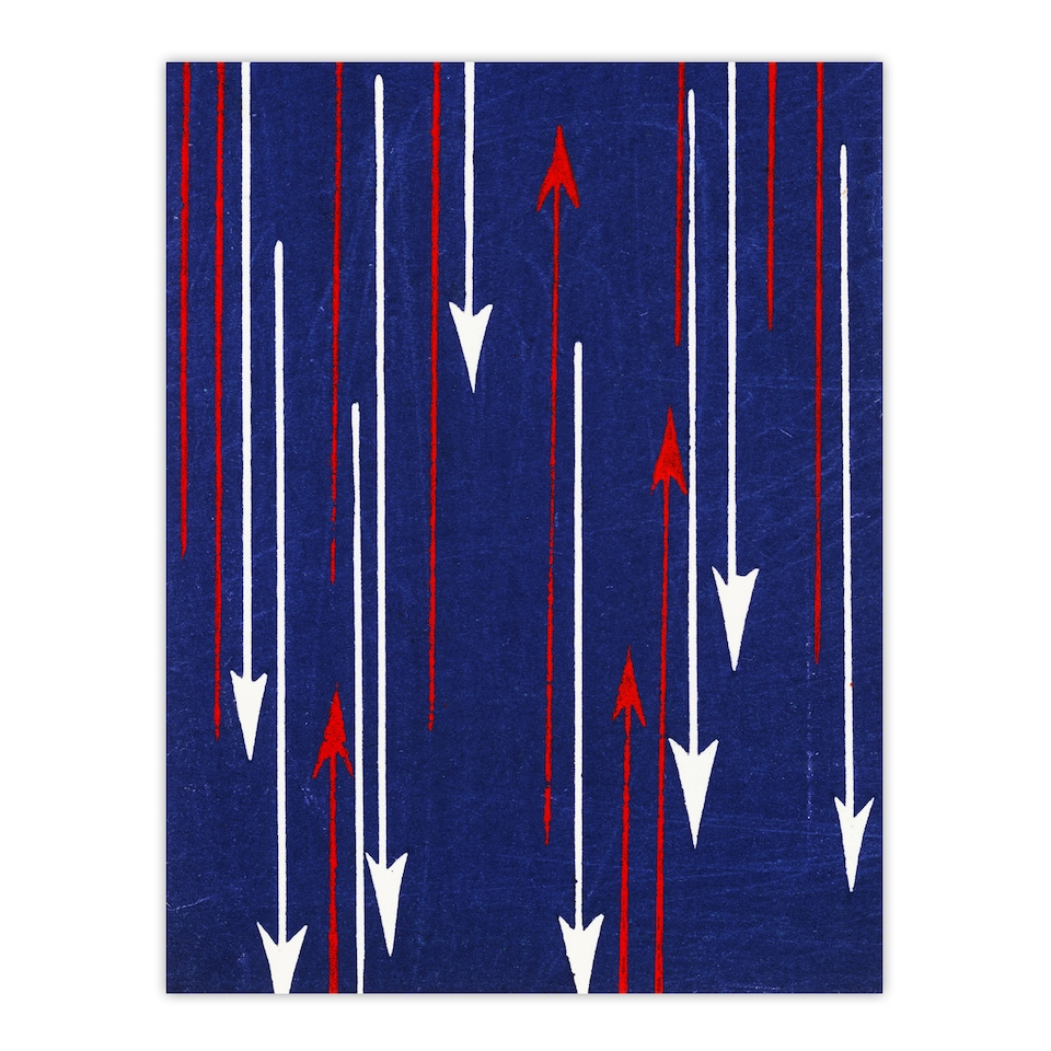 Red Blue Arrows Textile Pattern Retro Japan Wall Art Print Korin 24x32 ...