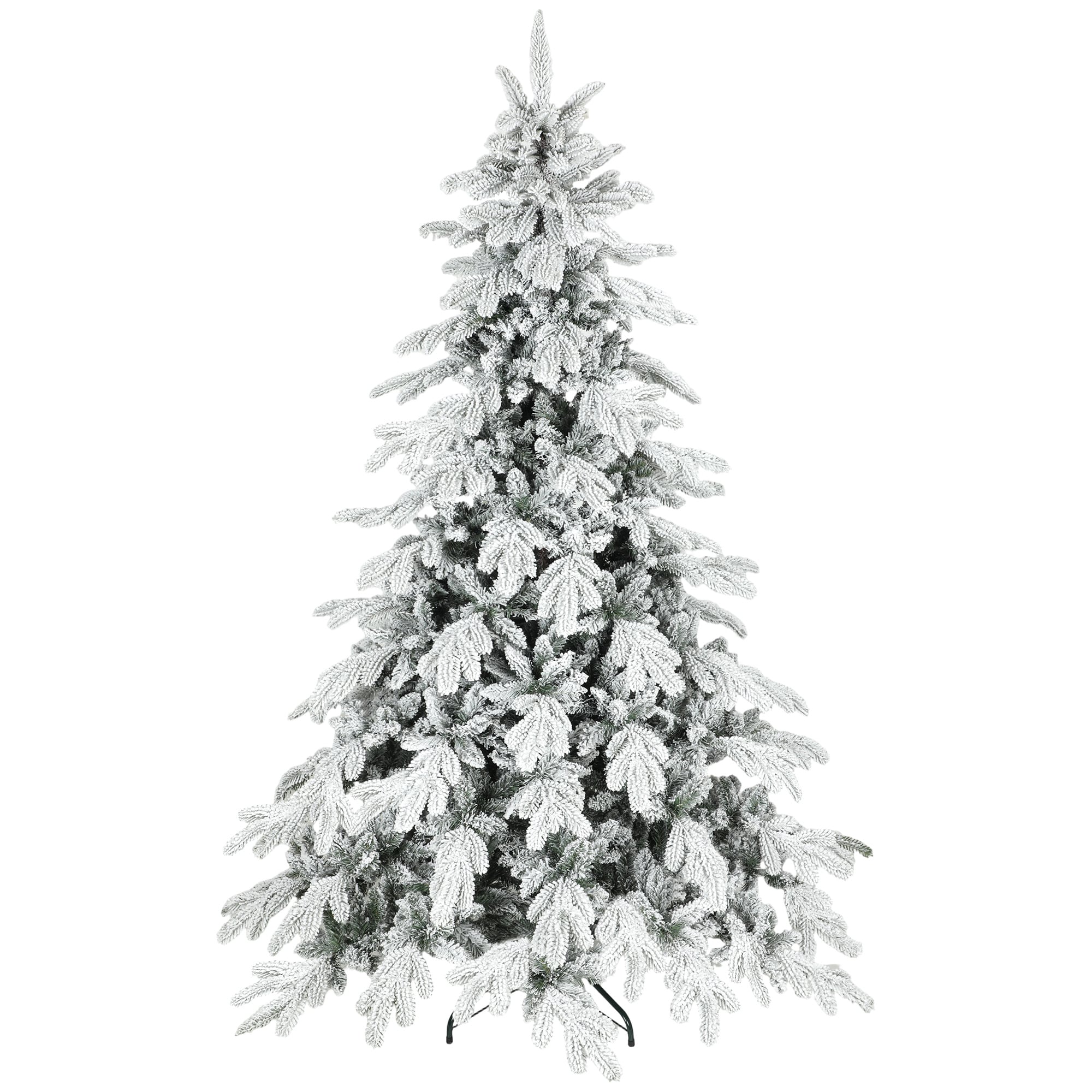 HOMCOM 7ft Artificial Christmas Tree, Snow Flocked Christmas Tree with ...