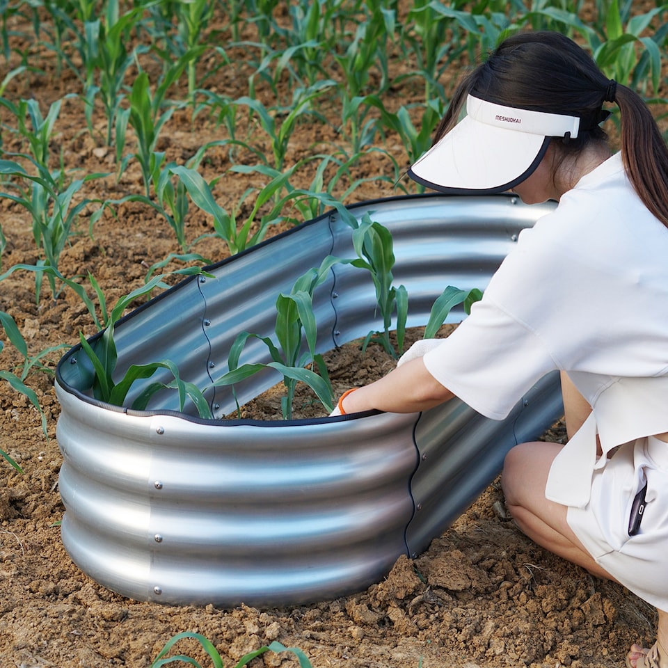 Gr8 Garden Garden Outdoor Raised Bed Planter Oval Galvanised Steel ...