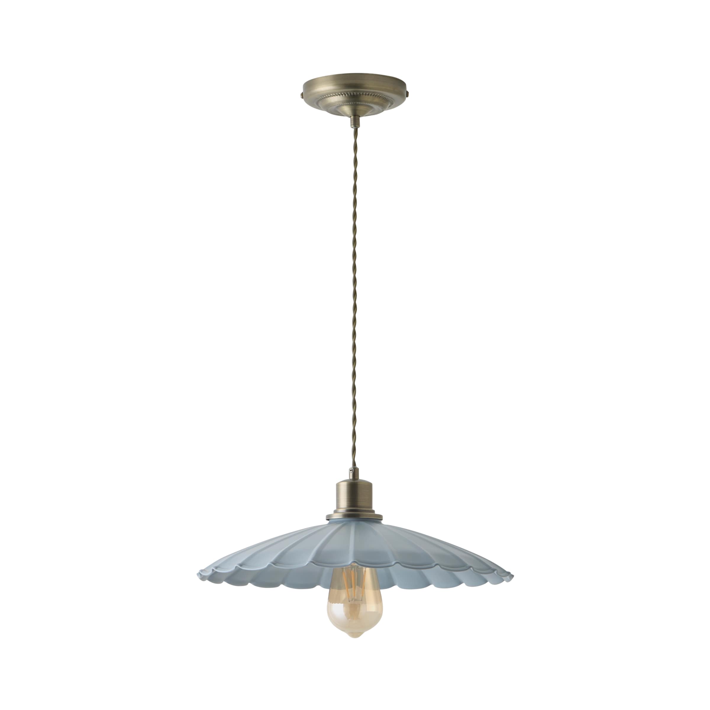 ValueLights Holborn Blue Scallop Pendant Ceiling Light | Grey - Tesco ...