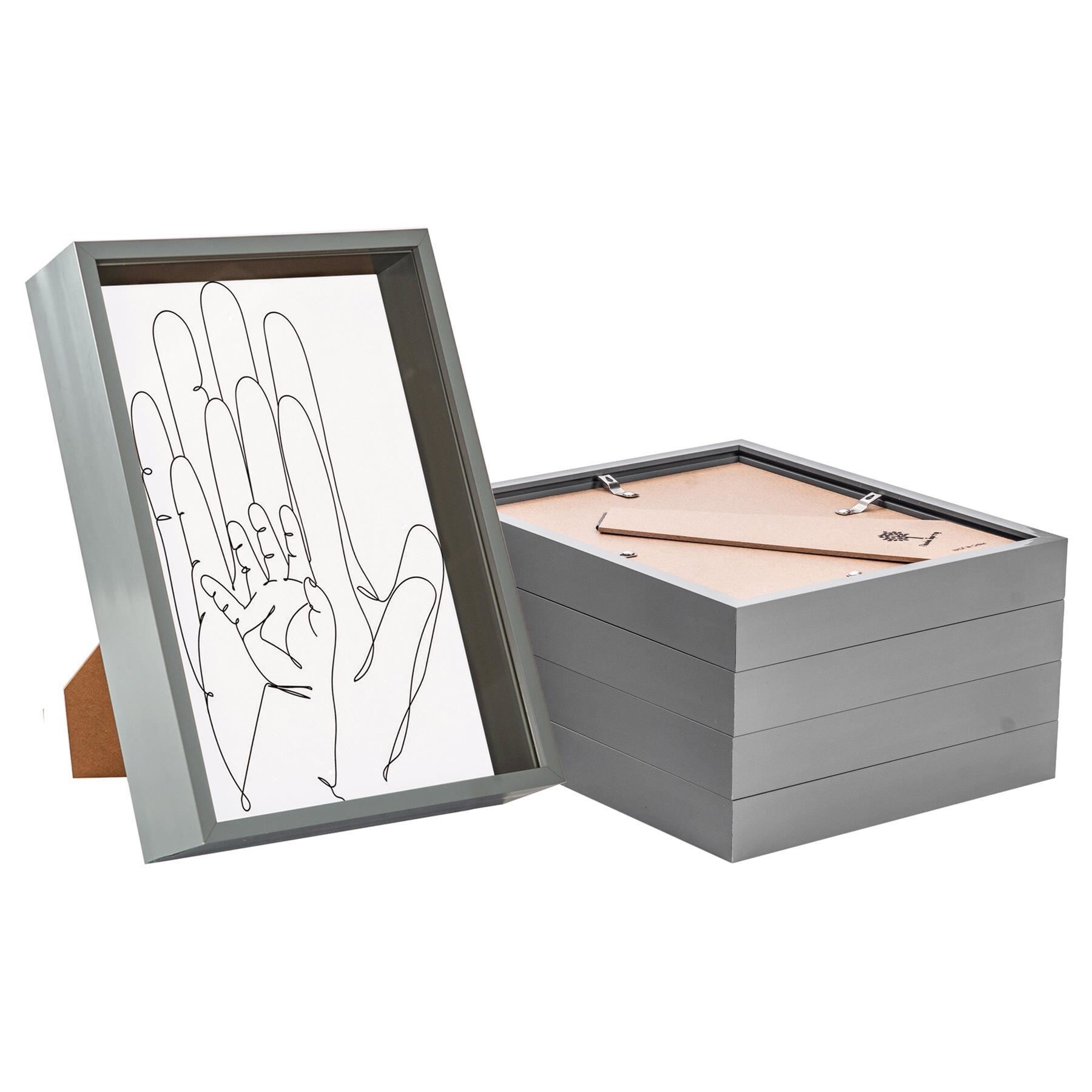 Nicola Spring A4 (8 x 12") Deep Photo Frames - Grey - 3D Deep Box ...
