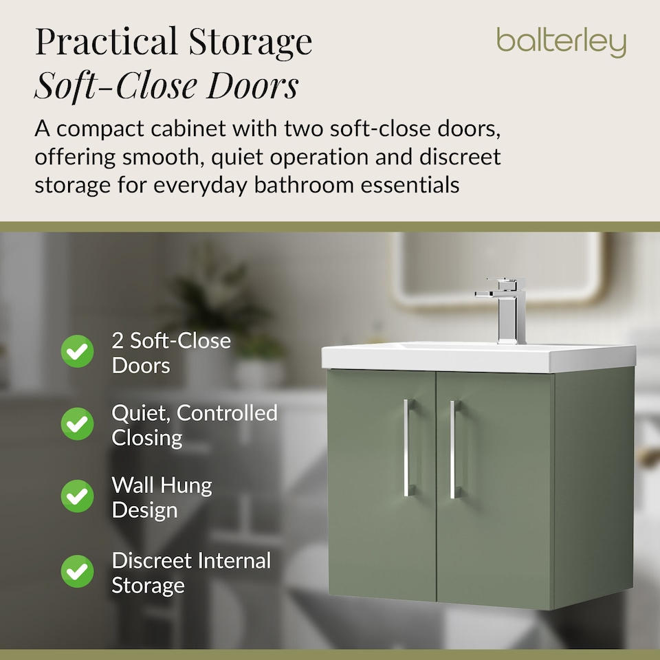 Balterley Contemporary Bathroom Wall Hung 2 Soft-Close Door Vanity Unit ...