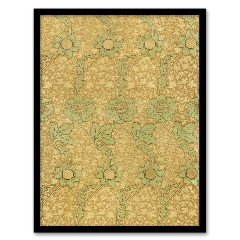 Kennet Floral Pattern Orange Green Framed Wall Art Print William Morris ...