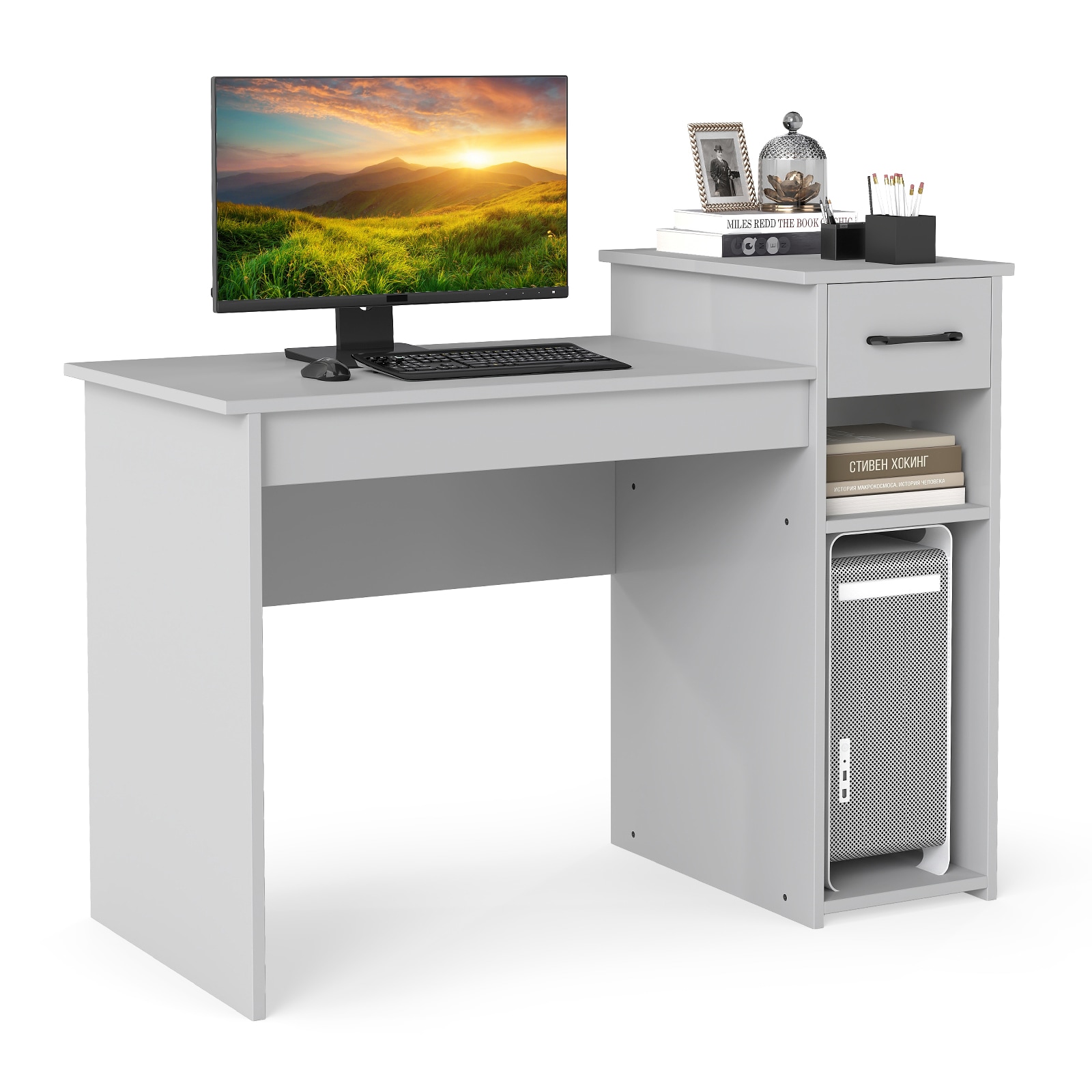 COSTWAY 40-inch Computer Desk Laptop PC Gaming Table Grey - Tesco Groceries