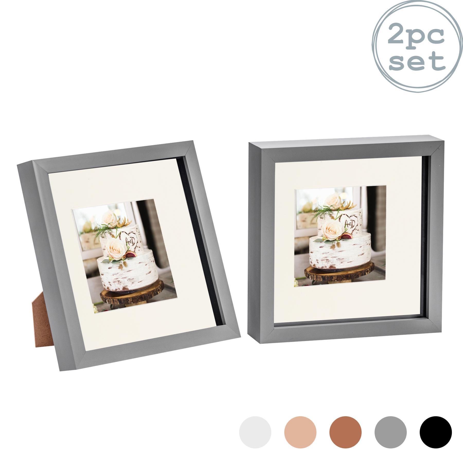 Nicola Spring 8 x 8" Photo Frames - Grey/Ivory Mount - 3D Picture Frame ...