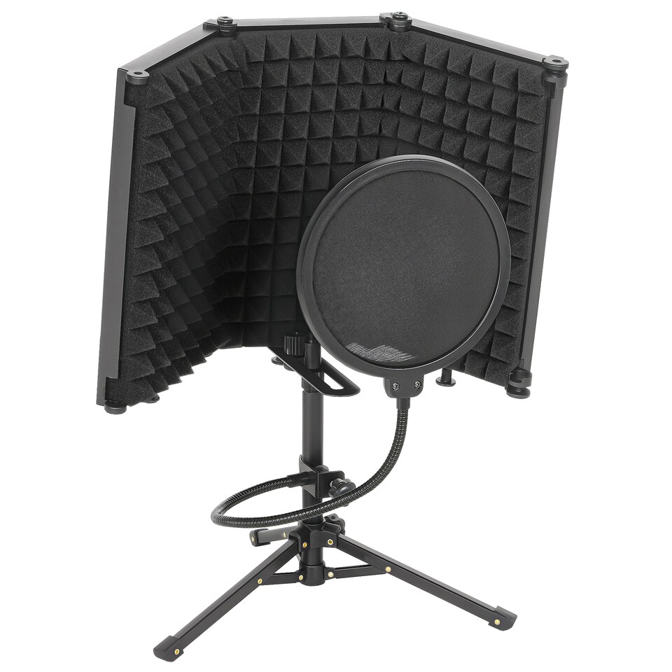 HOMCOM Studio Microphone Isolation Shield with Pop Filter and Tripod ...