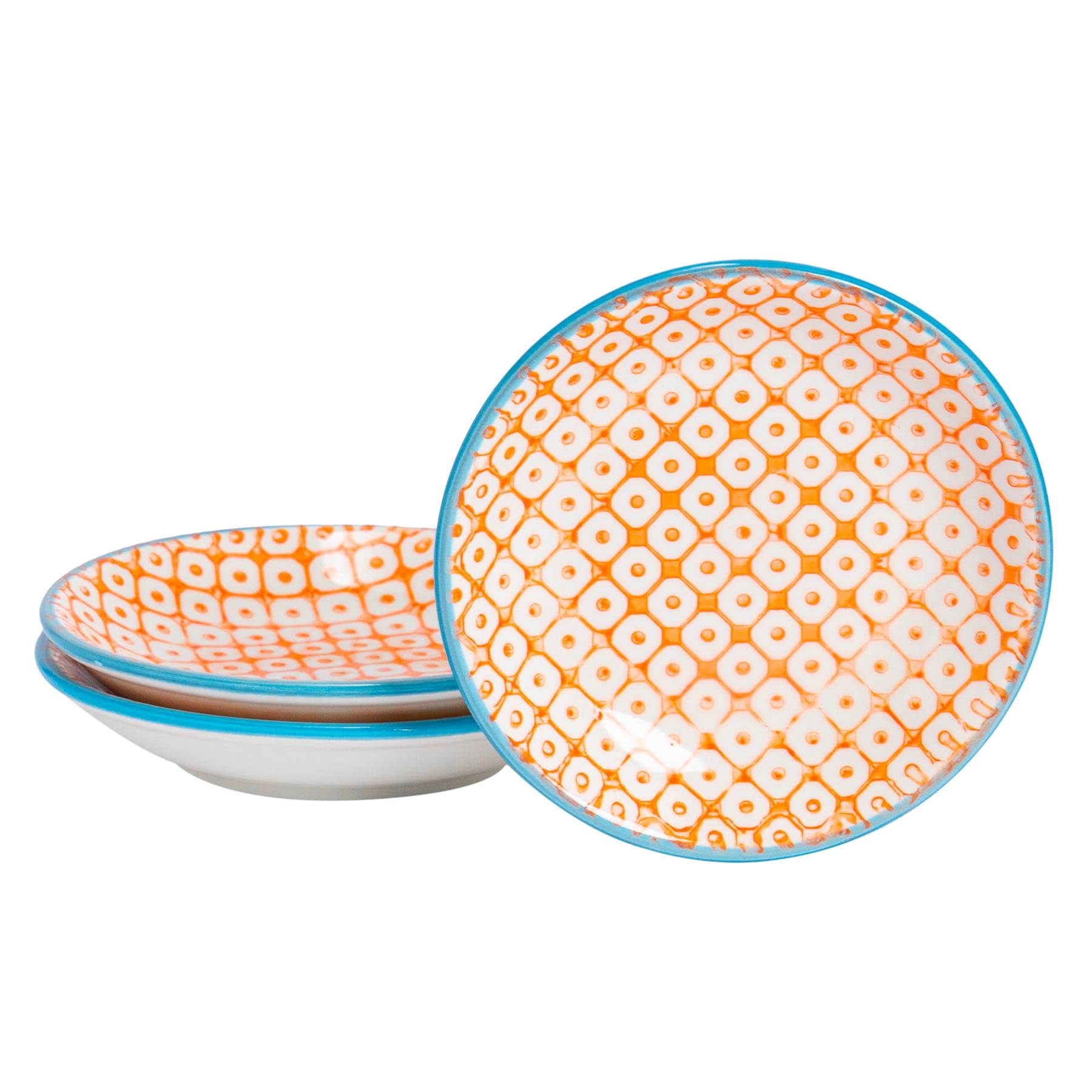 Nicola Spring Hand-Printed Sauce Dishes - 10cm - Orange - Pack of 3 ...