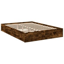 Bed Frame with Drawers Smoked Oak 150x200 cm King Size Engineered Wood ...