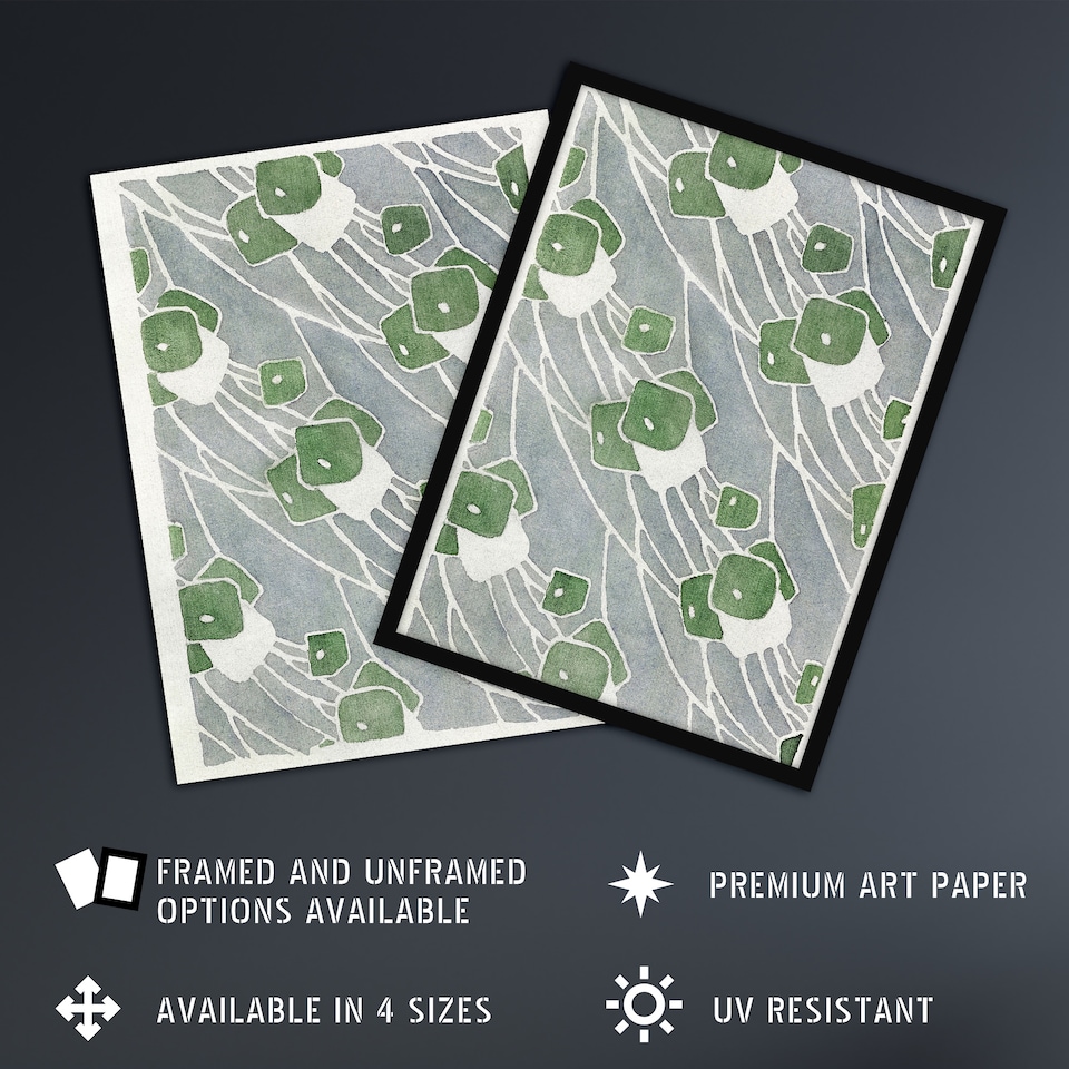 Green Geometric Pattern Vintage Wall Art Print Overbeck 12x16" - Tesco ...