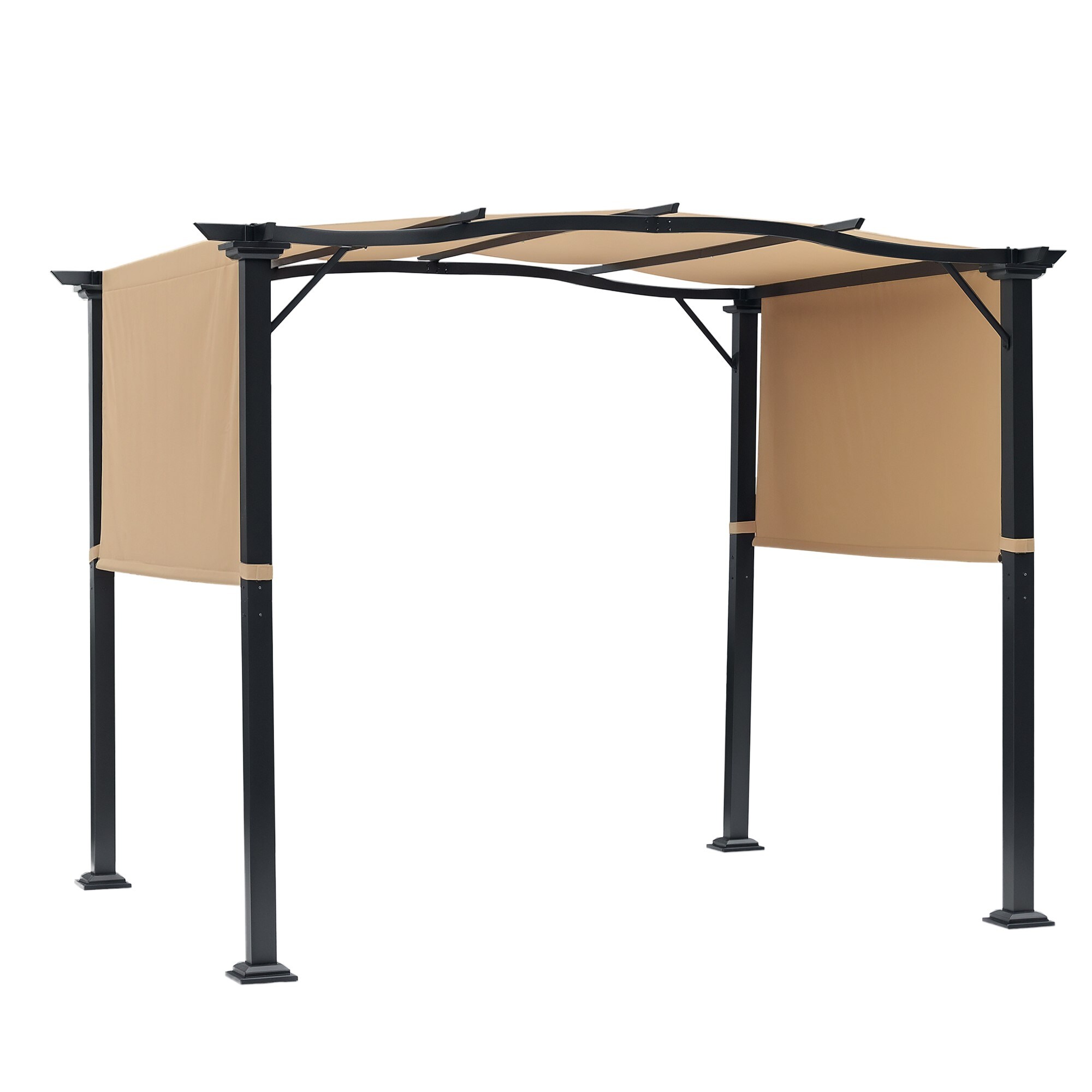 Outsunny Outdoor Pergola Garden Gazebo with Two Adjustable Side Canopy ...
