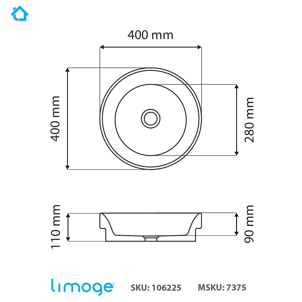 Limoge 7375 Ceramic Vert Round Countertop Basin - Tesco Groceries