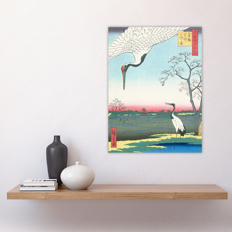 Minowa Kanasugi Cranes Birds Retro Japan Wall Art Print Hiroshige 18x24 ...