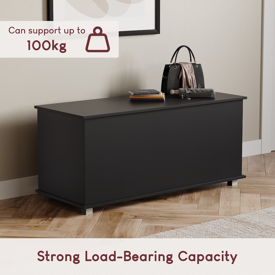 Vida Designs Leon Kids Bedroom Storage Ottoman Toy Box - Black - Tesco ...