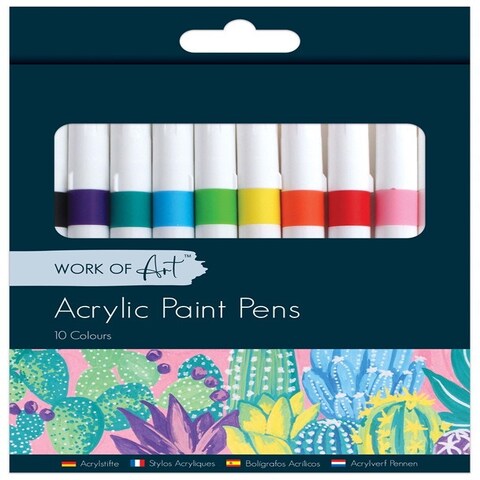 Pack of 10 Assorted Coloured Acrylic Paint Pens - Tesco Groceries