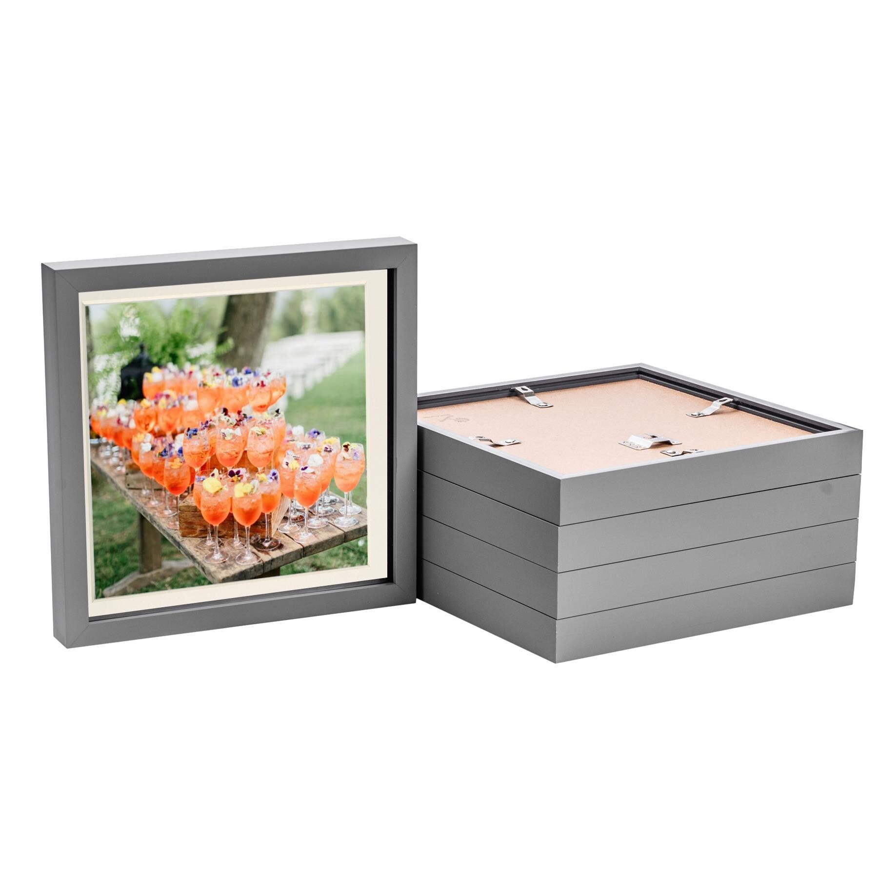 Nicola Spring 10 x 10" Photo Frames - Grey/Ivory Mount - 3D Picture ...