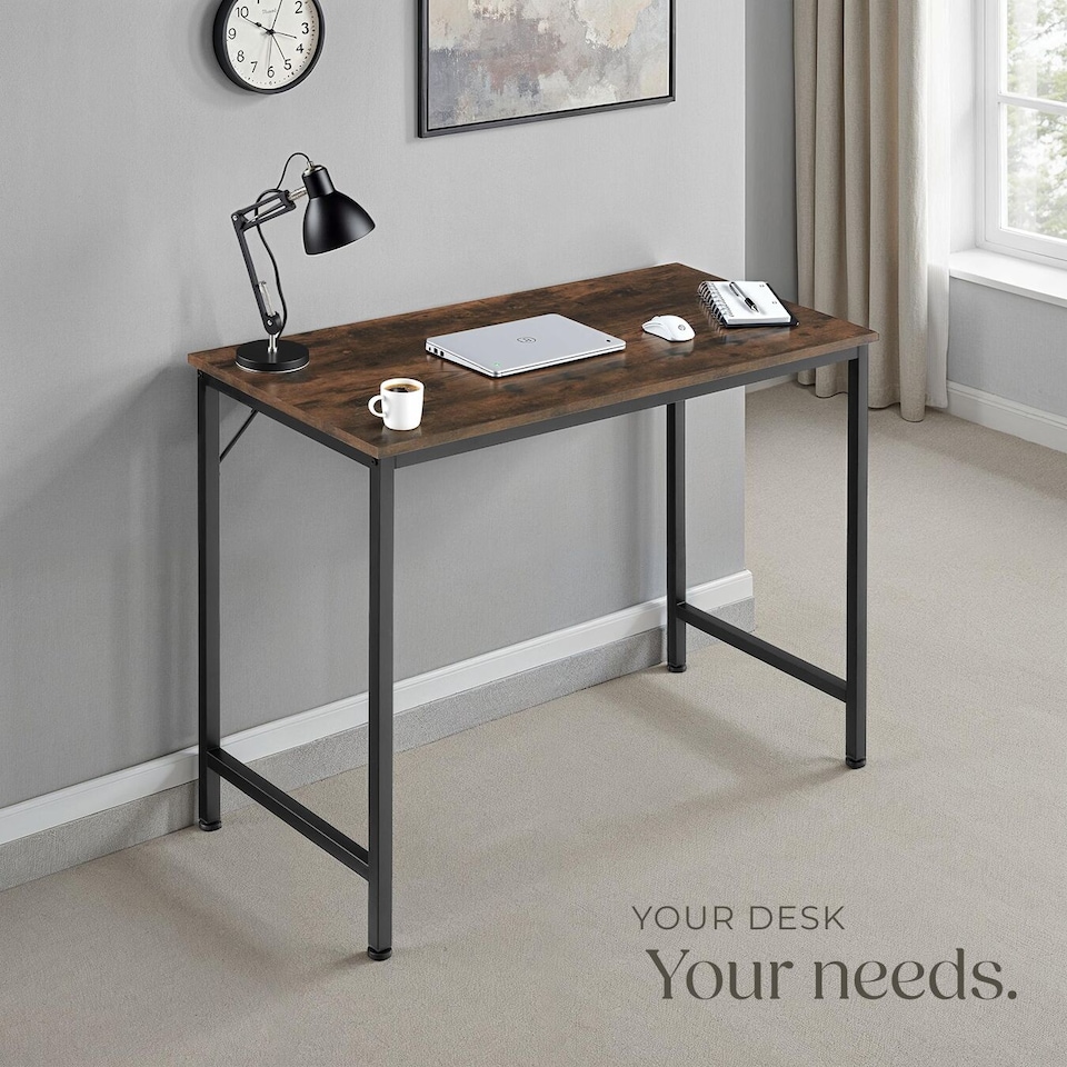 Desk Jenkins - computer, writing, study table | Brown | Industrial wood ...