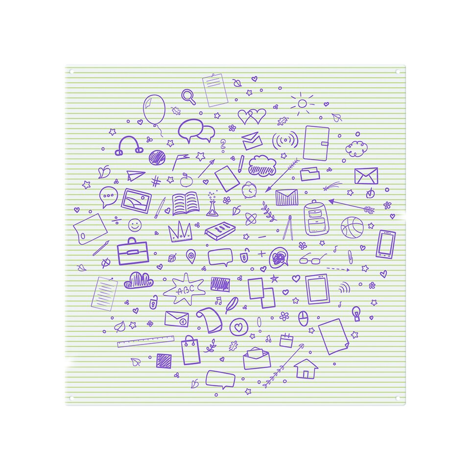 Abstract Line Pattern With School Supplies Splash Back | White - Tesco ...