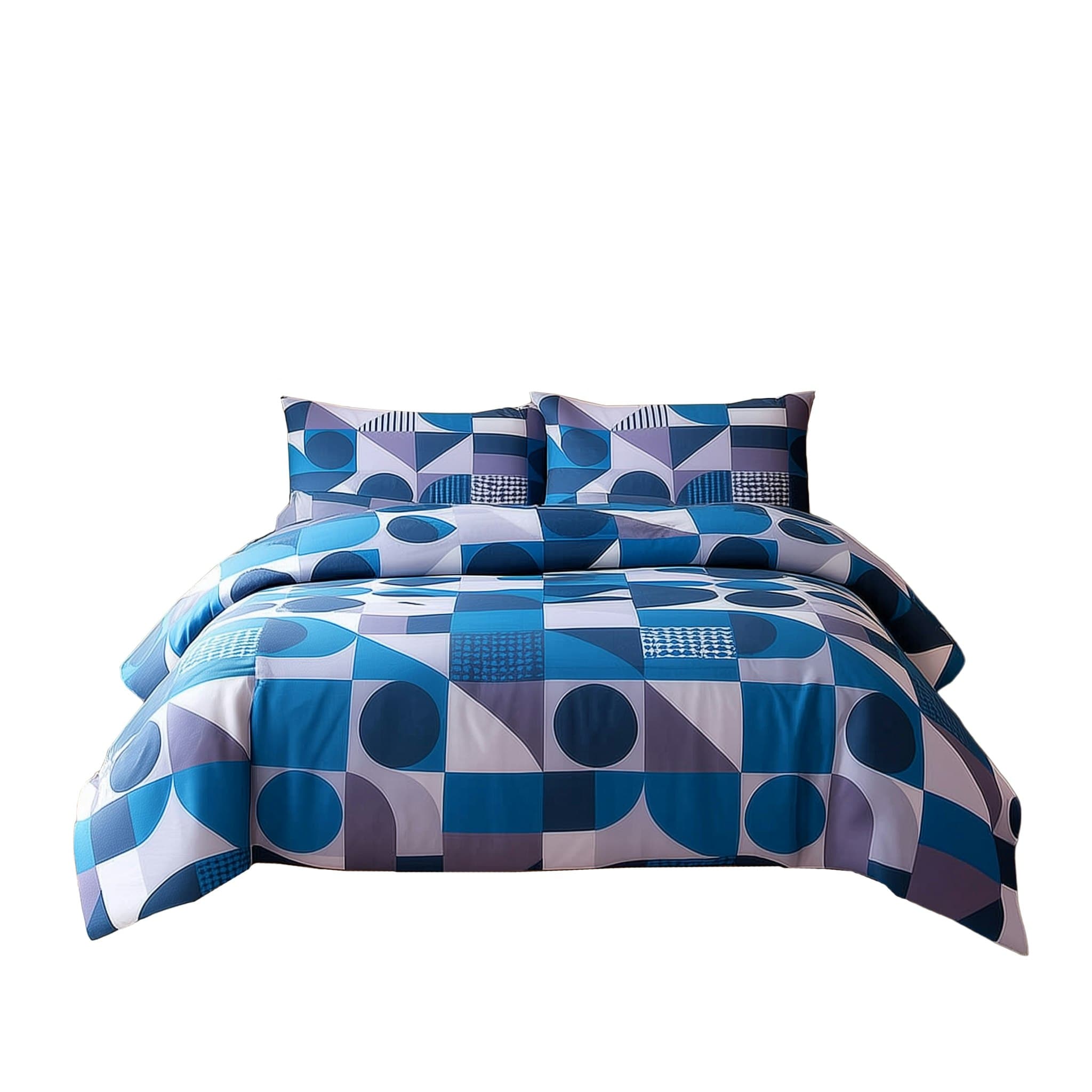 Duvet Cover And Pillowcase Set Red Blue Or Yellow Shape Design ...