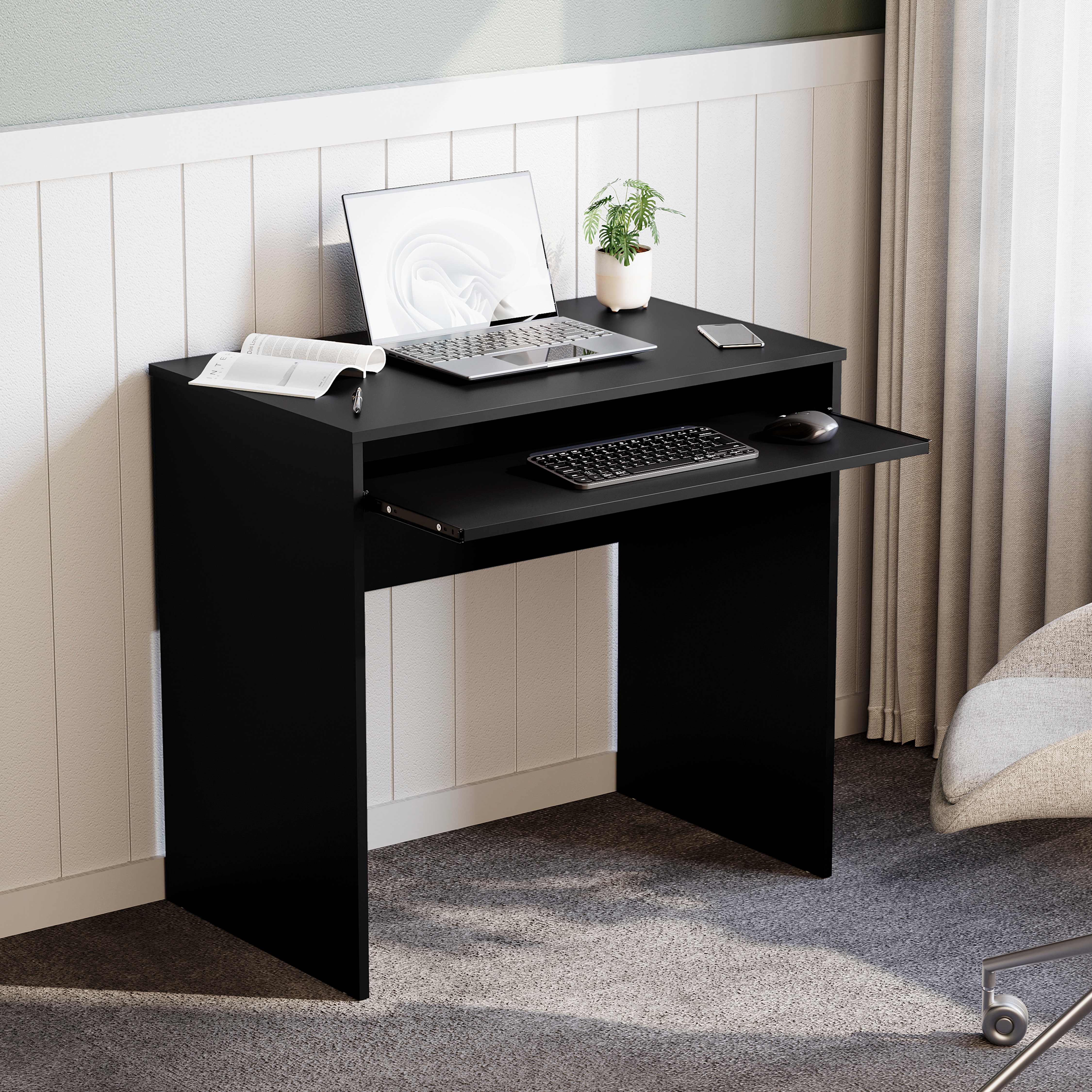 Vida Designs Huby Computer Desk Compact Home Office Workstation, Black ...