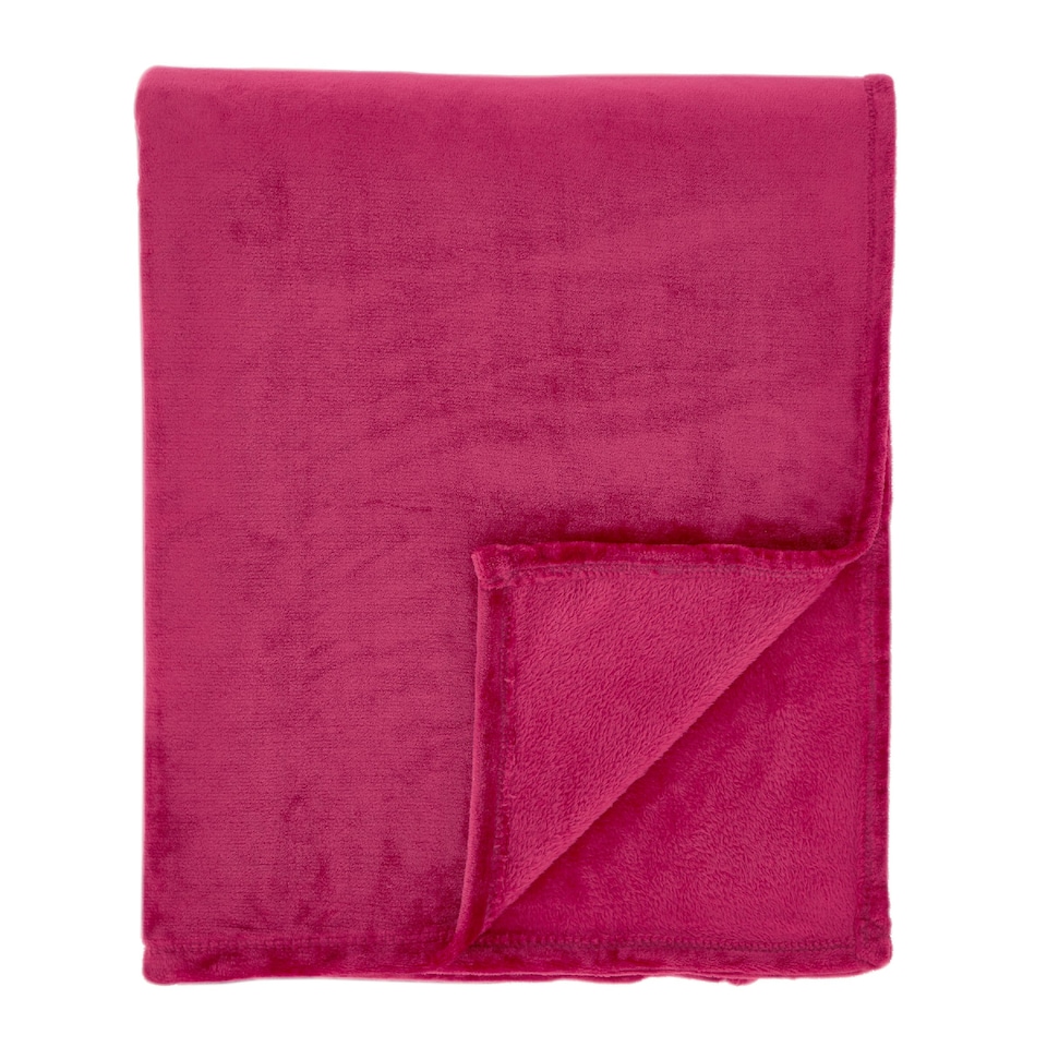 Catherine Lansfield Raschel Velvet Touch Blanket Throw | Pink | Hot ...