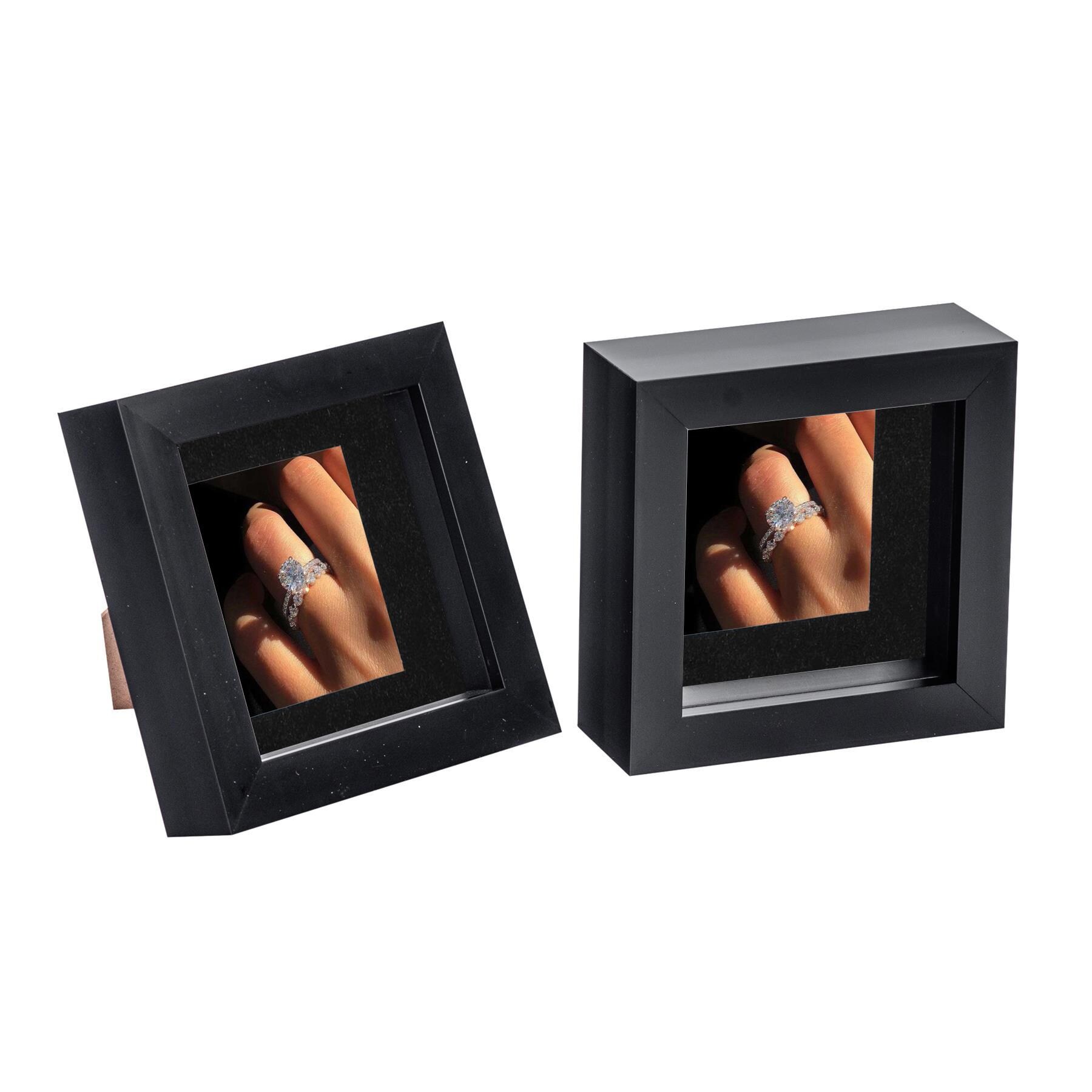 Nicola Spring 4 x 4" Photo Frames - Black/Black Mount - 3D Picture ...