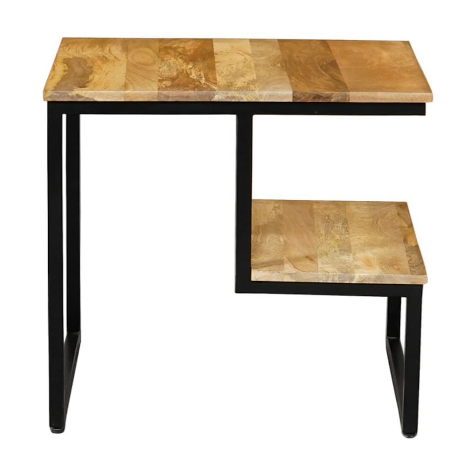 Ravi Side Table - Mango Light Finish - Mango Wood/Iron - L50 x W50 x ...