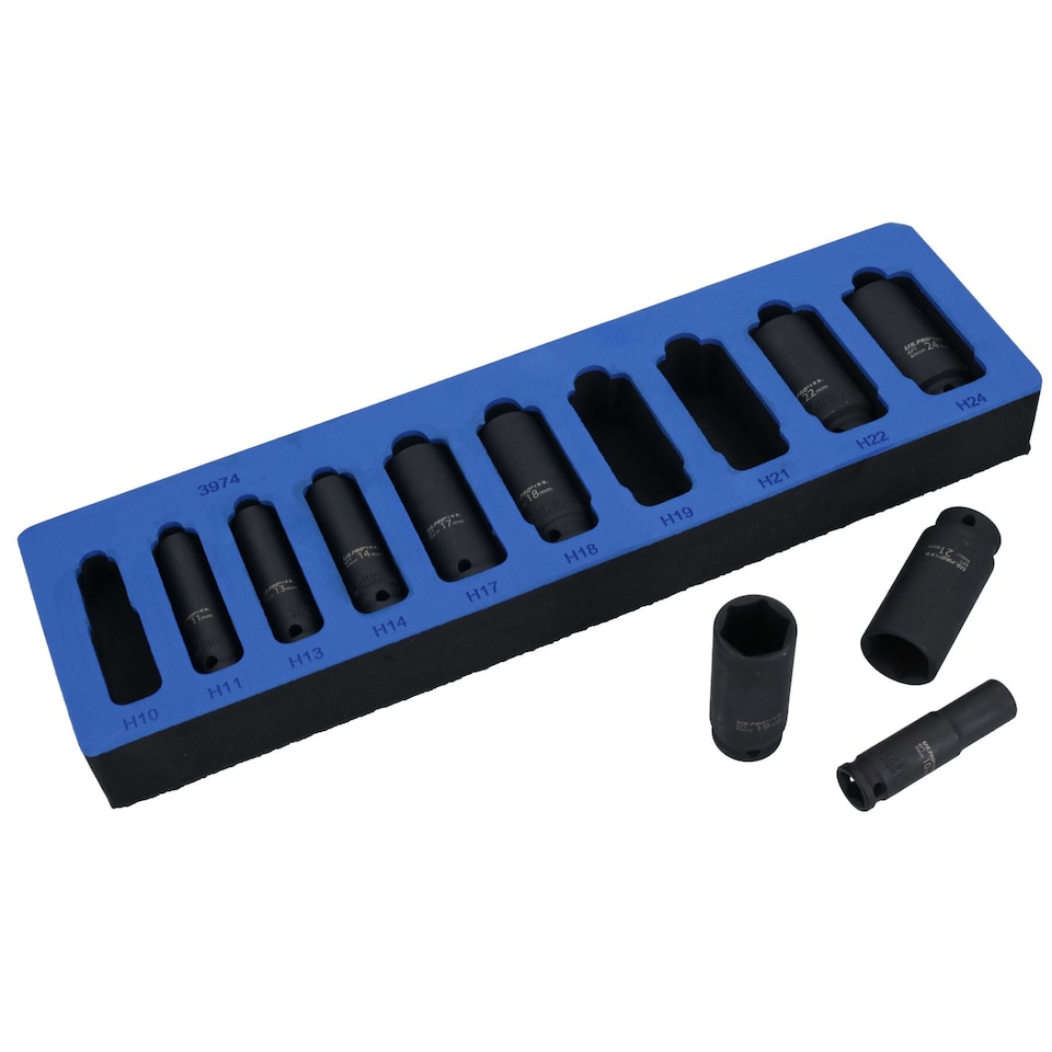 3/8in Drive Deep Metric Impact Sockets 6 Sided Single Hex 10mm – 24mm ...