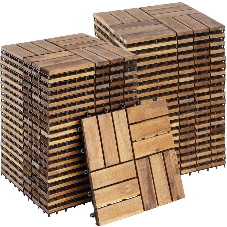 Outdoor Tiles Tabula - easy click installation, acacia wood, weather ...