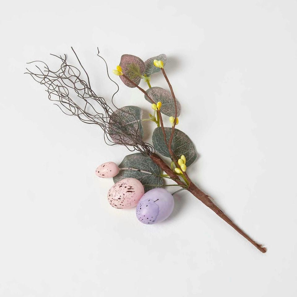 Homescapes Spring Easter Egg and Eucalyptus Pick - Tesco Groceries