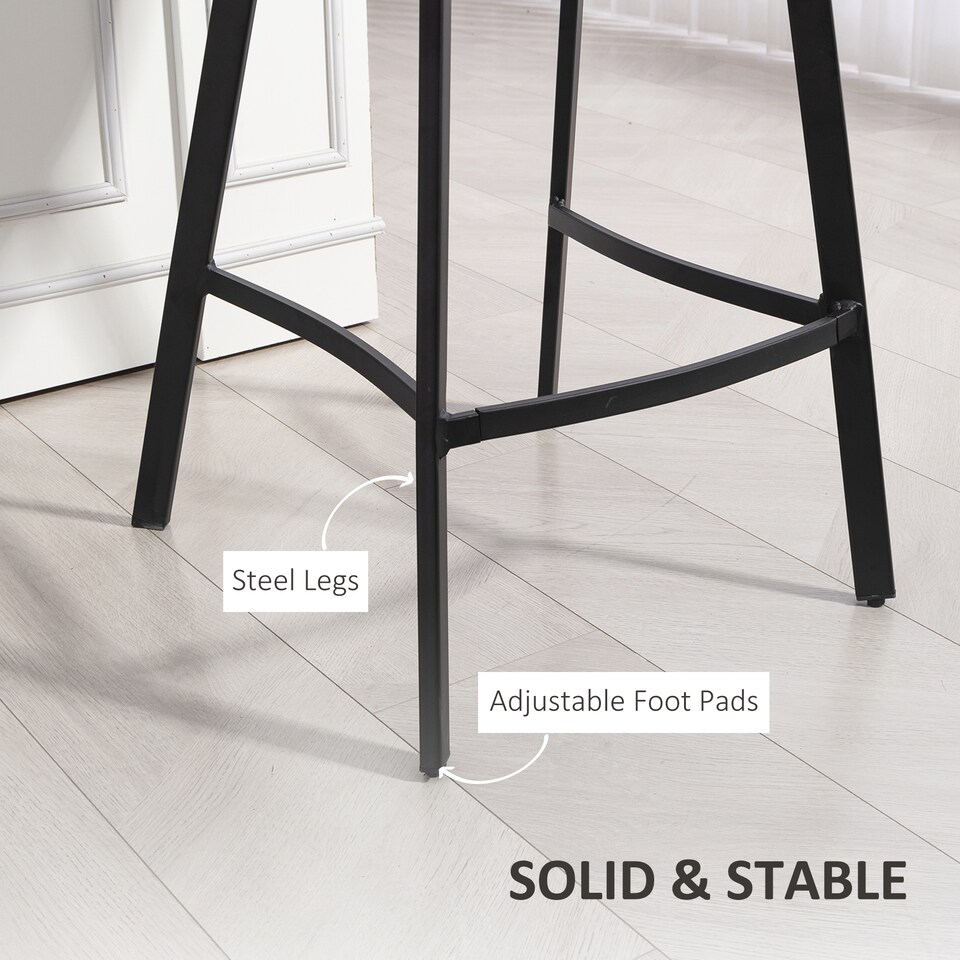 HOMCOM Bar Stools Set of 2, Bar Chairs with Back and Steel Legs, Grey ...