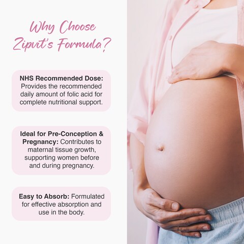 Zipvit Folic Acid 400mcg, Pregnancy, Blood & Energy Support, 360 Vegan ...