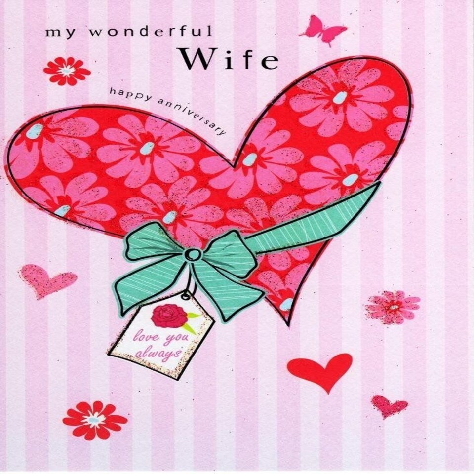 Wife Anniversary Glitter Flittered Luxury Greeting Card Second Nature ...