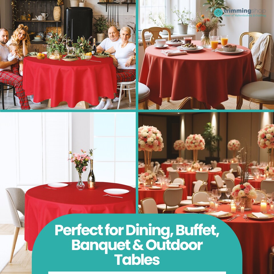 Round Polyester Tablecloth, Premium Linen Table Cover - 70 Inch - Tesco ...