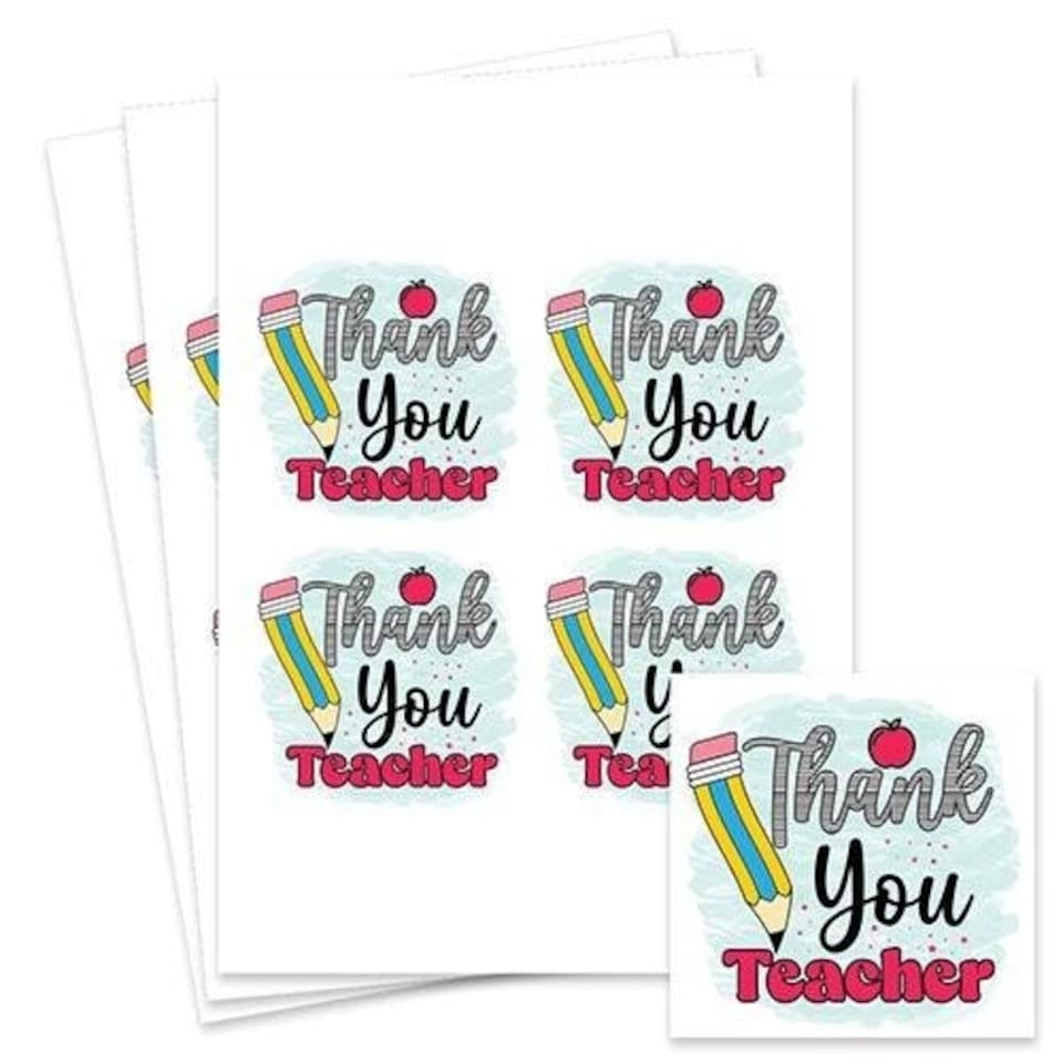 Thank You Teacher Square Stickers 95mm - Sheet of 4 - Tesco Groceries