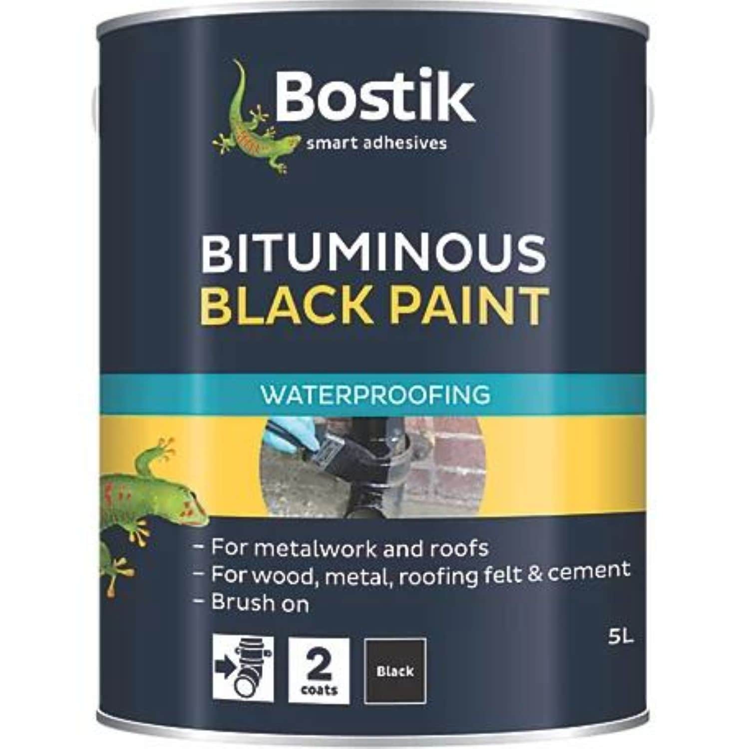 Bostik Bituminous Black Paint - 5L For Roofs - Tesco Groceries