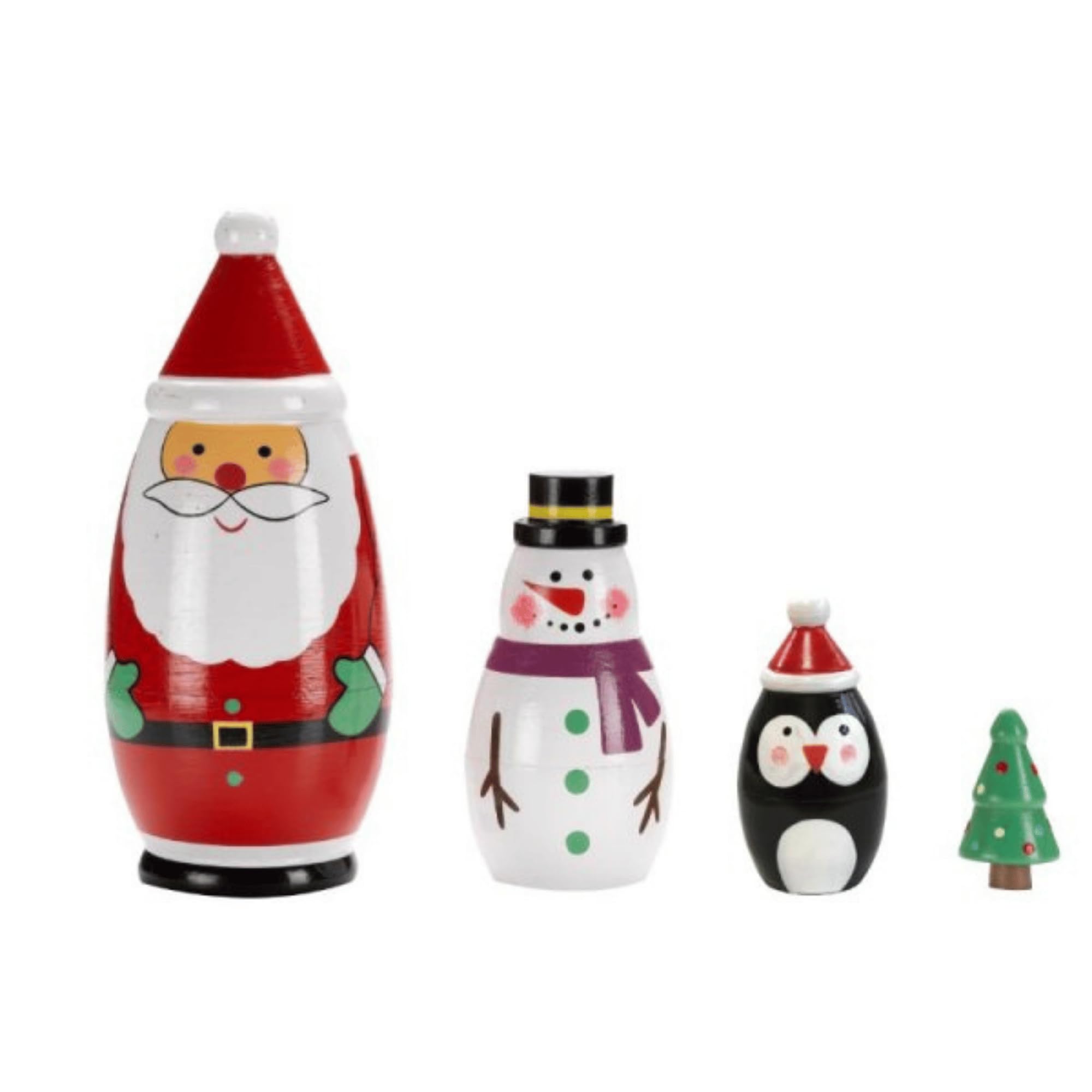 16cm Hand Painted Wooden Christmas Santa Festive Figurine Set - Tesco ...